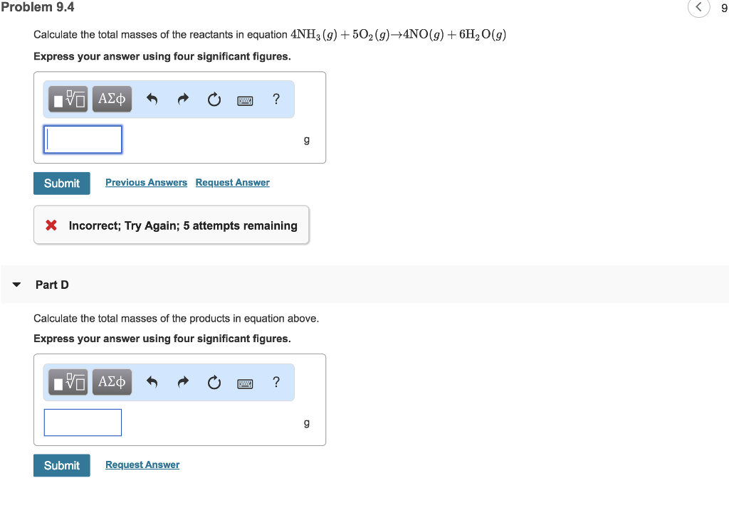 Solved Problem 9.4 Calculate the total masses of the | Chegg.com