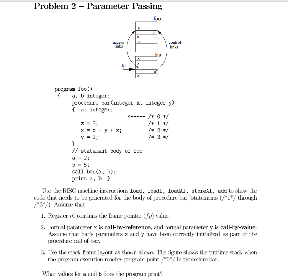 Solved Program foo() {a, b integer; procedure | Chegg.com
