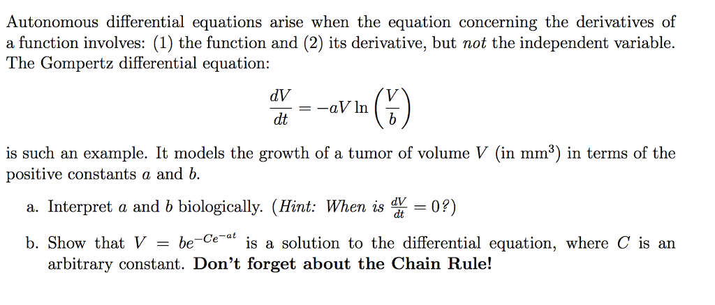 Solved Autonomous differential equations arise when the | Chegg.com