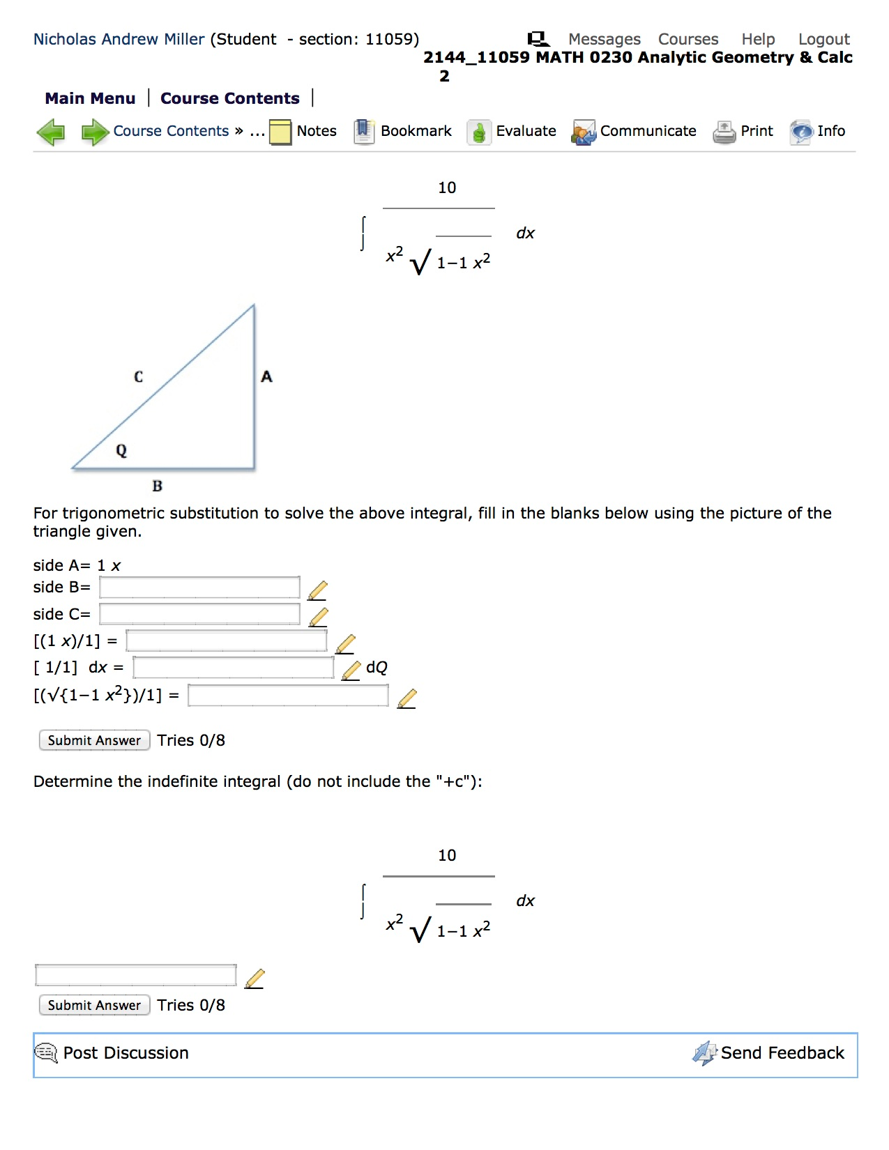 Solved For trigonometric substitution to solve the above | Chegg.com