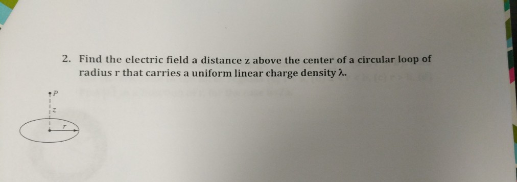 Solved 2. Find the electric field a distance z above the | Chegg.com