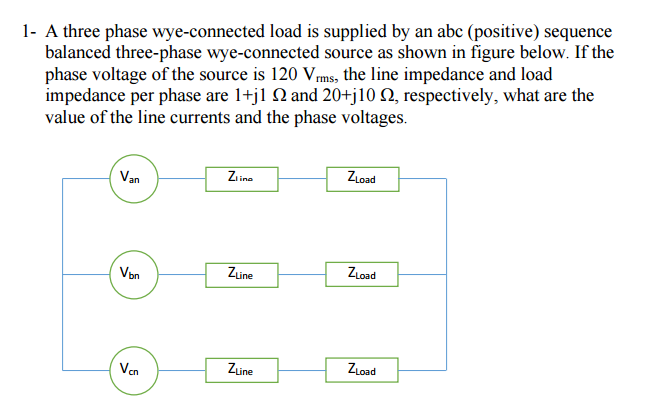 Solved A three phase wye-connected load is supplied by an | Chegg.com