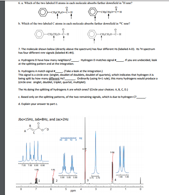 Solved 3. The 'H nmr spectrum below is that of a molecule | Chegg.com