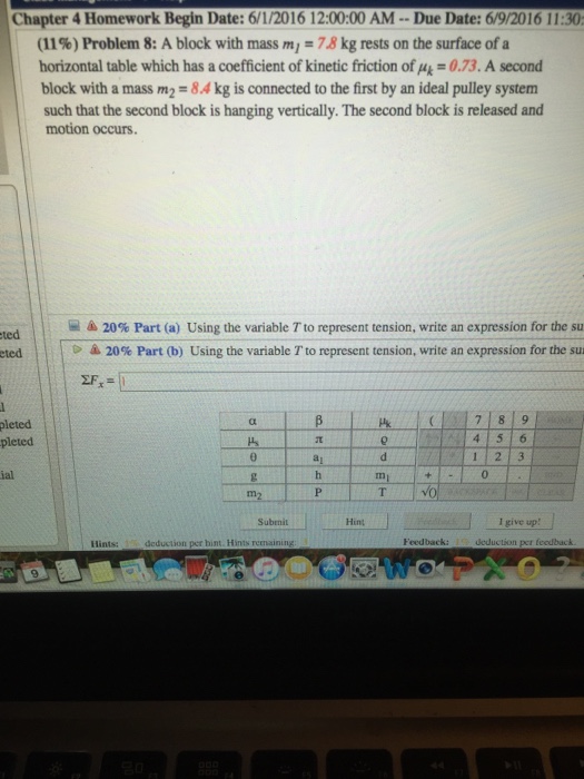 Solved A block with mass m_1 = 7.8 kg rests on the surface | Chegg.com