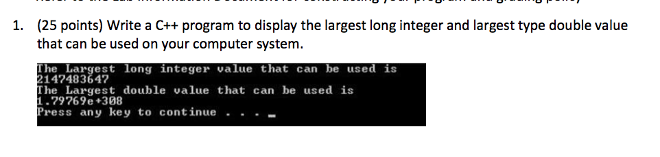 Solved (25 points) Write a C++ program to display the | Chegg.com