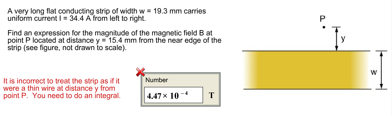 Solved A very long flat conducting strip of width w = 19.3 | Chegg.com