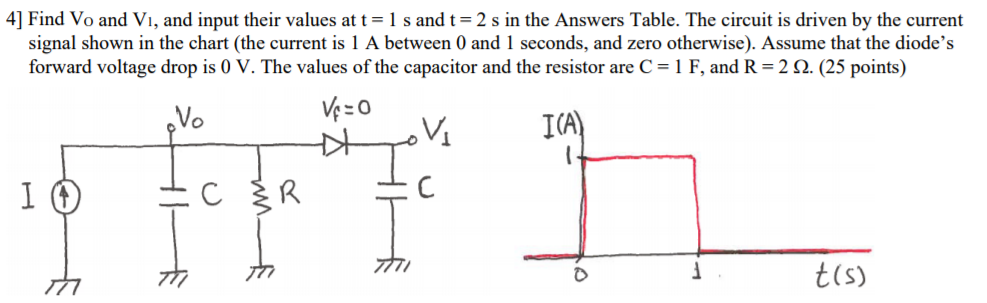 Solved 4] Find Vo and Vi, and input their values at t = 1 s | Chegg.com