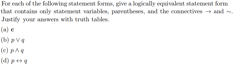 Solved For each of the following statement forms, give a | Chegg.com
