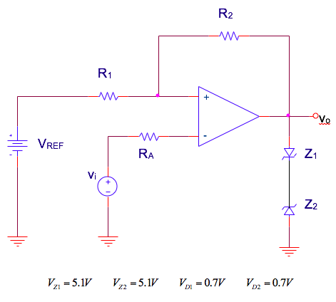 Solved Inverting comparator with output voltage limiters is | Chegg.com