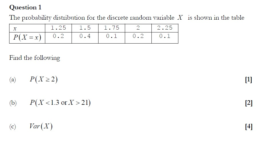 Solved Question1 The probability distribution for the | Chegg.com