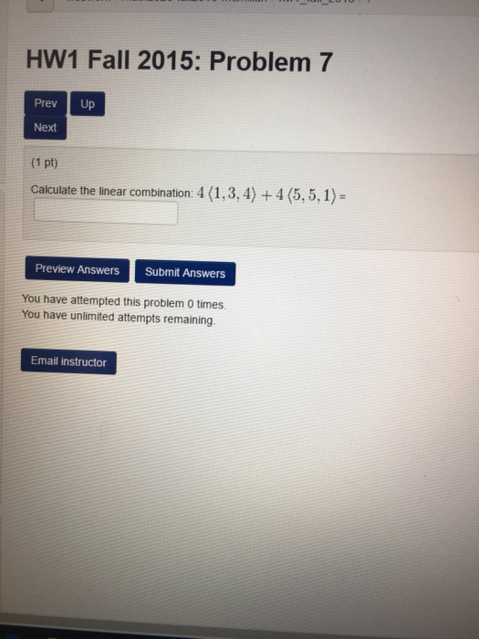 Solved HW1 Fall 2015: Problem 7 Prev Up Next (1 pt) | Chegg.com