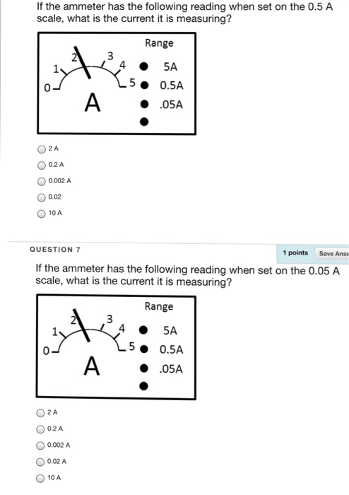 Solved If the ammeter has the following reading when set on | Chegg.com