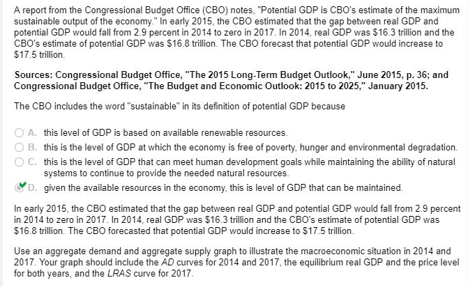 Solved A report from the Congressional Budget Office (CBO) | Chegg.com