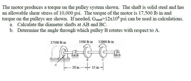 Solved The motor produces a torque on the pulley system | Chegg.com