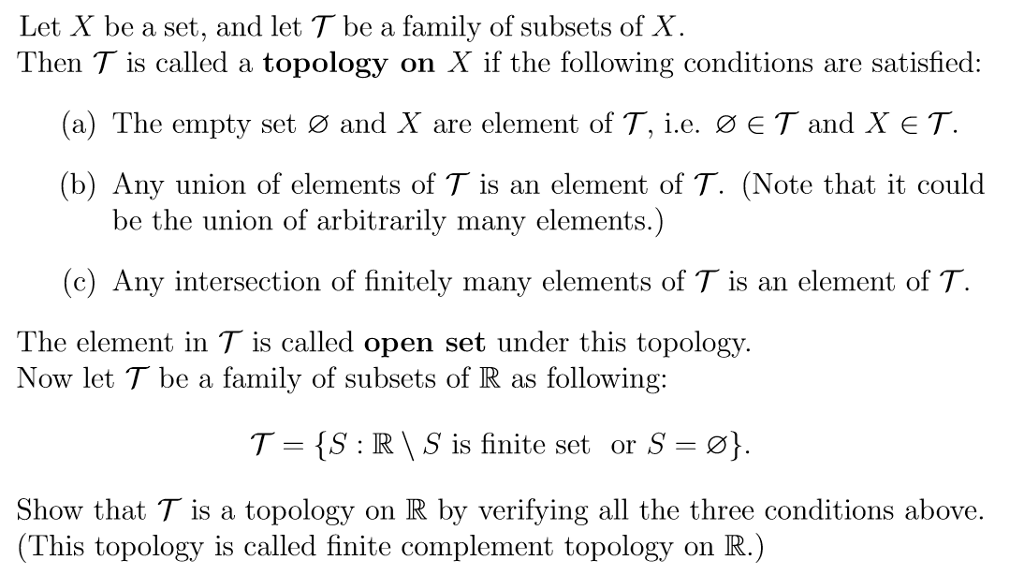 Solved Let X be a set, and let T be a family of subsets of | Chegg.com