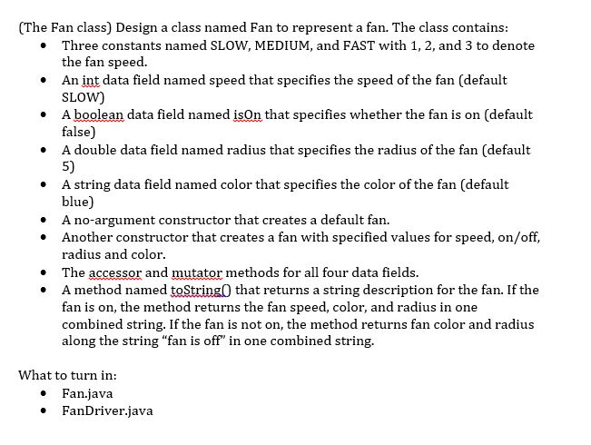 Solved Design A Class Named Fan To Represent A Fan The
