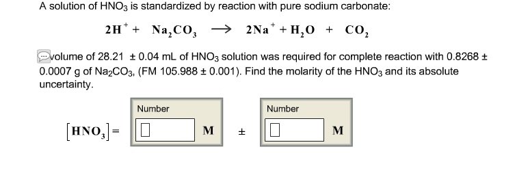Solved A solution of HNO3 is standardized by reaction with | Chegg.com