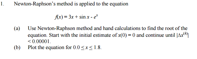 Solved Newton-Raphson's method is applied to the equation | Chegg.com