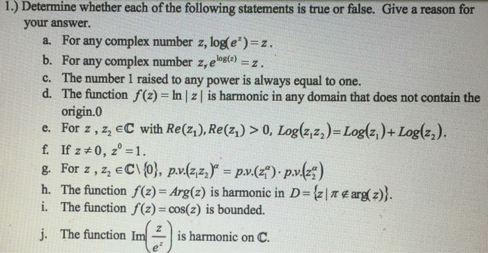 Solved Determine whether each of the following statements is | Chegg.com
