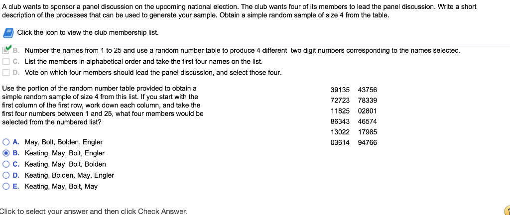 A club wants to sponsor a panel discussion on the | Chegg.com