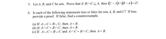 3. Let A, B and C be sets. Prove that if B | Chegg.com