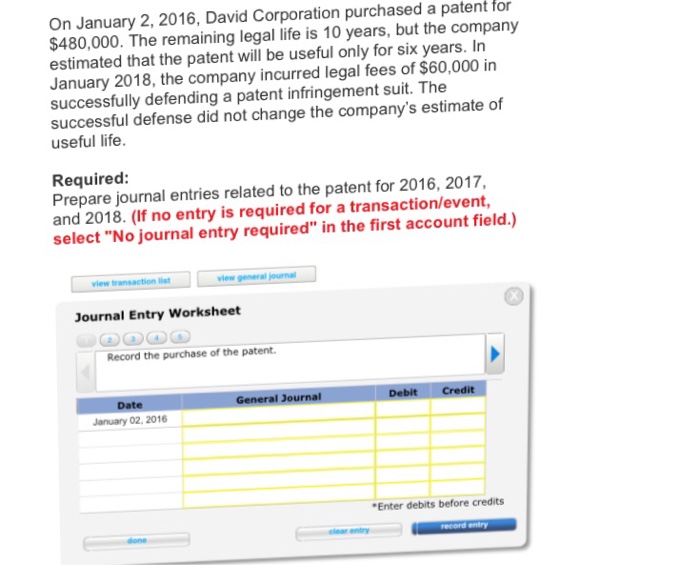 Solved On January 2, 2016, David Corporation purchased a | Chegg.com