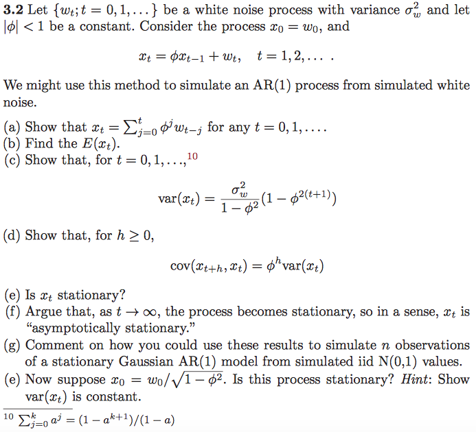 Solved 3.2 Let {wt; t = 0, 1,.. . } be a white noise process | Chegg.com