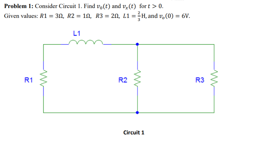 Solved Problem 1: Consider Circuit 1. Find vo (t) and vx(t) | Chegg.com