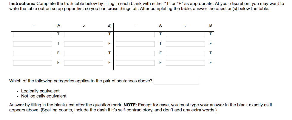 Solved Instructions: Complete the truth table below by | Chegg.com