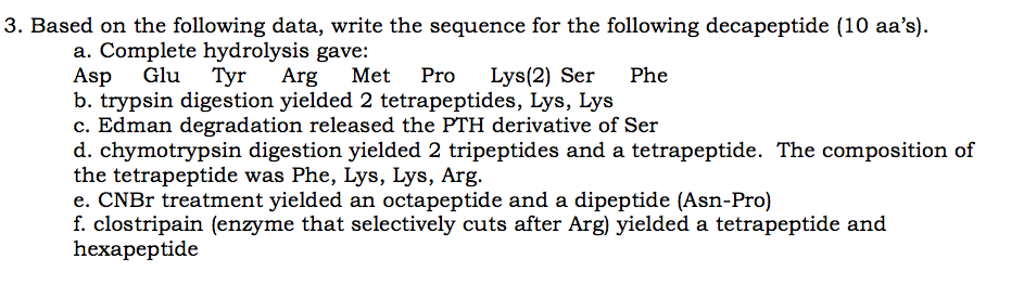 Solved 3. Based on the following data, write the sequence | Chegg.com