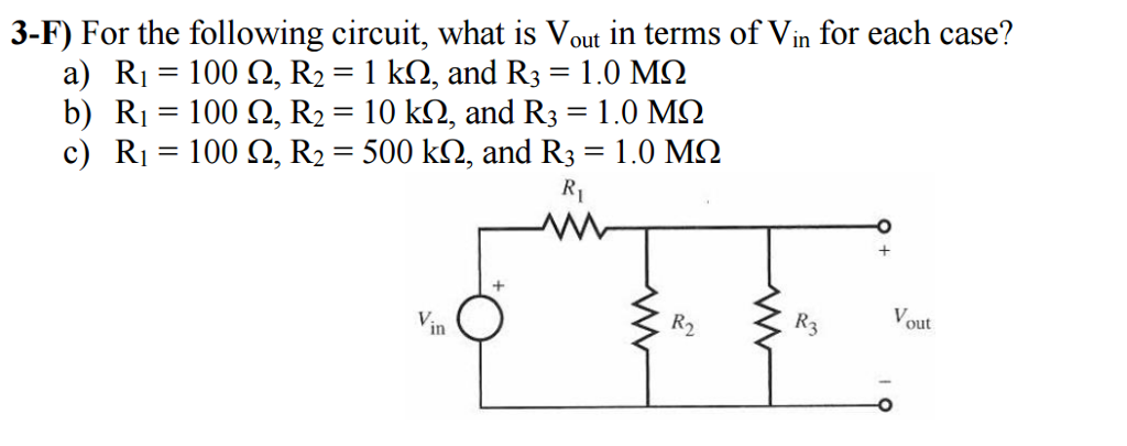 Solved For the following circuit, what is V_out in terms of | Chegg.com