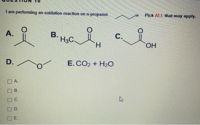 Solved I am performing an oxidation reaction on n-propanol. | Chegg.com