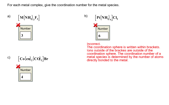 Solved For each metal complex, give the coordination number | Chegg.com