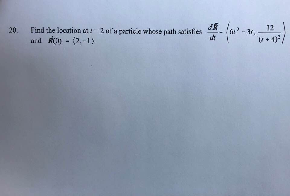 Solved 20, Find the location at t = 2 of a particle whose | Chegg.com