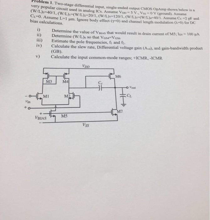 Two-stage differential input, single-ended output | Chegg.com
