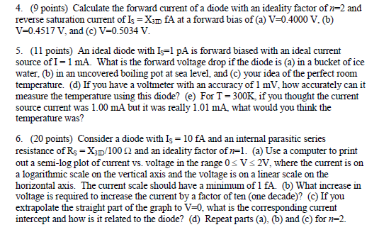 Solved Calculate the forward current of a diode with an | Chegg.com