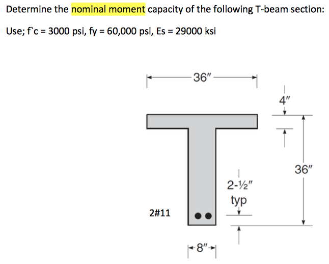 Solved Determine the nominal moment capacity of the | Chegg.com