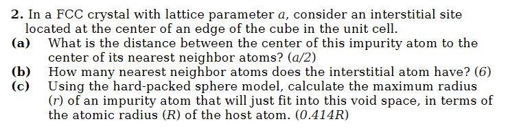 Solved 2. In a FCC crystal with lattice parameter a, | Chegg.com
