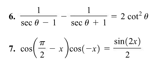 Solved 6. 2 cot ? sec ?-1 sec ?+1 sin(2r) | Chegg.com