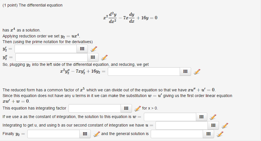 Solved The differential equation x^2d^2y/dx^2 - 7xdy/dx + | Chegg.com