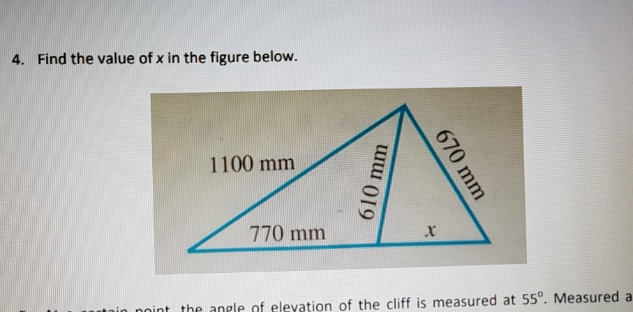 Solved 4. Find the value of x in the figure below. 1100 mm | Chegg.com