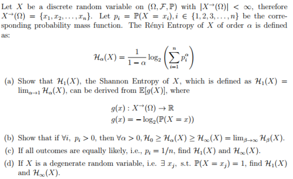 Let X be a discrete random variable on (2, F,P) with | Chegg.com