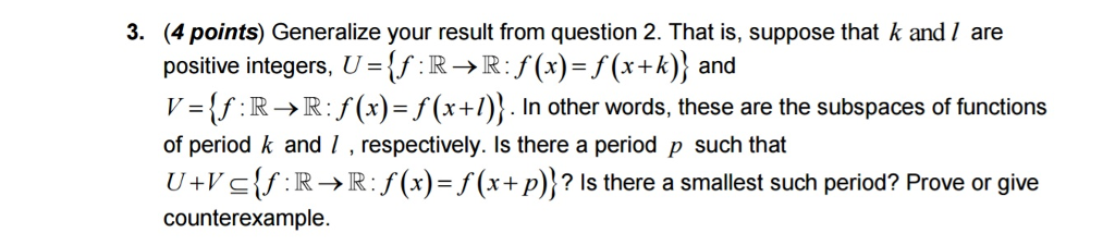 Solved Generalize your result from question 2. That is, | Chegg.com