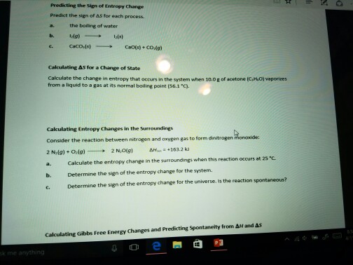 Solved Predicting the sign of Entropy Change Predict the | Chegg.com