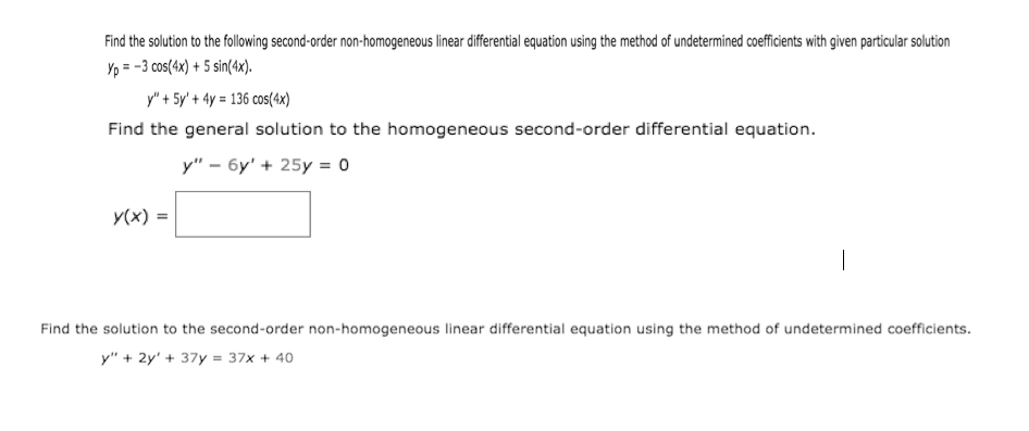 Solved Find the solution to the following second-order | Chegg.com