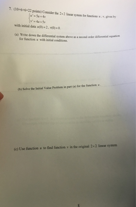Solved 7. (10+6+6 22 points) Consider the 2x2 linear system | Chegg.com