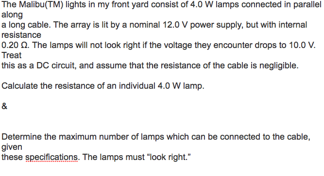 Solved The Malibu(TM) lights in my front yard consist of 4.0 | Chegg.com