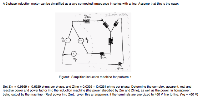 Solved A 3 phase induction motor can be sim plified as a wye | Chegg.com