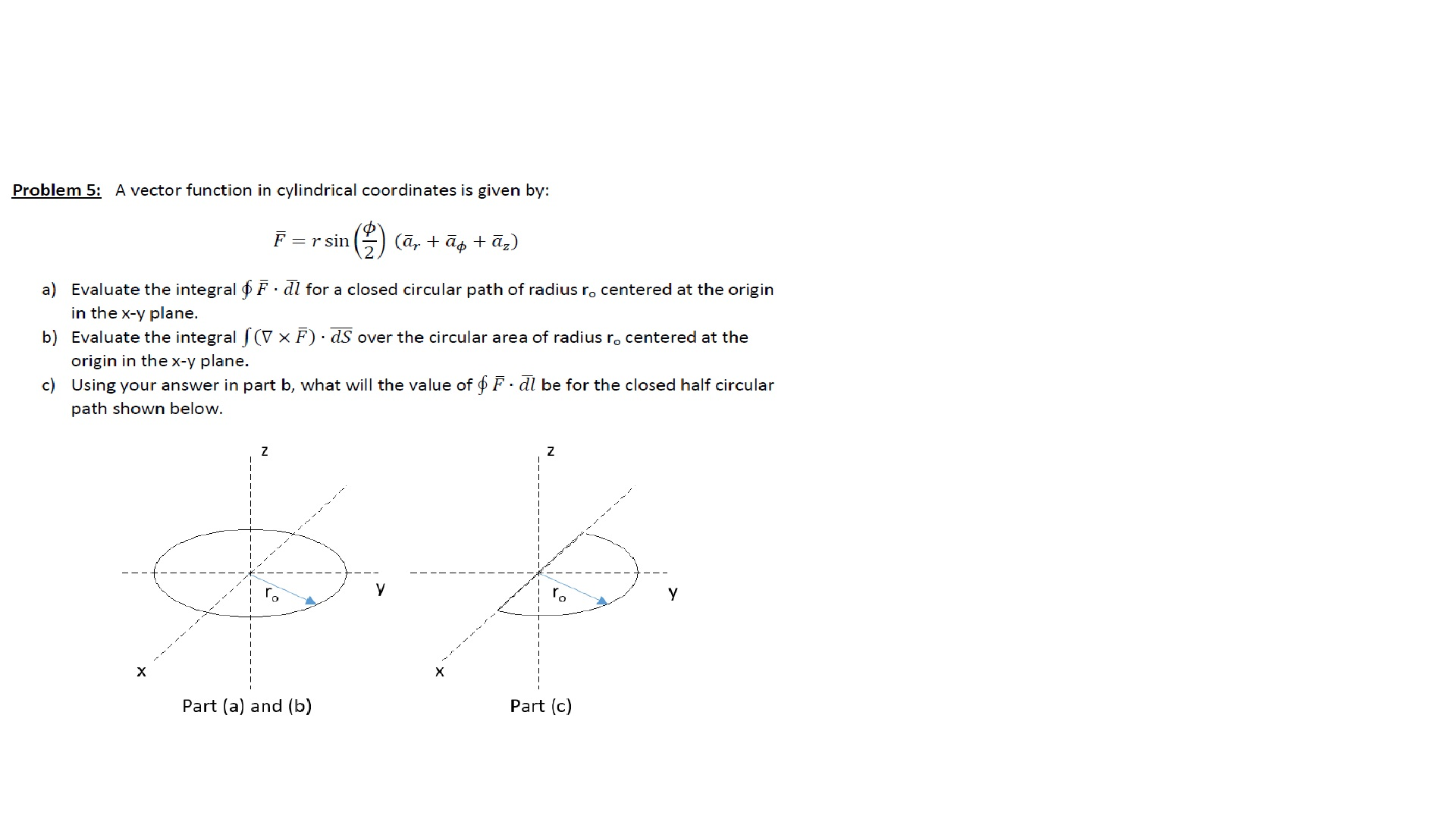 Problem 5: A vector function in cylindrical | Chegg.com