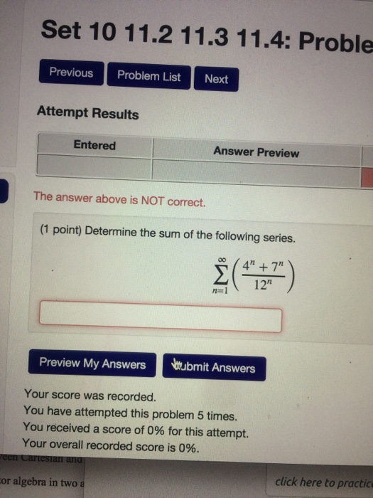Solved Determine the sum of the following series. | Chegg.com